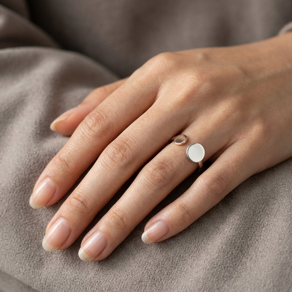 Two Tone Open Circle Ring in 925 Sterling Silver – LUNA DURA