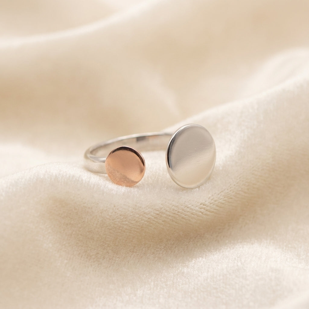 Two Tone Open Circle Ring in 925 Sterling Silver – LUNA DURA